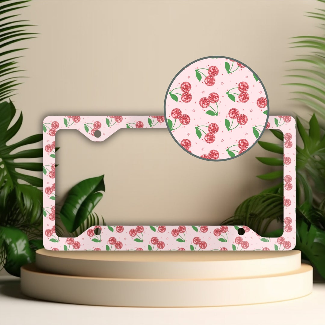 Pink Cherries License Plate Frame: Coquette Car Decor - Etsy