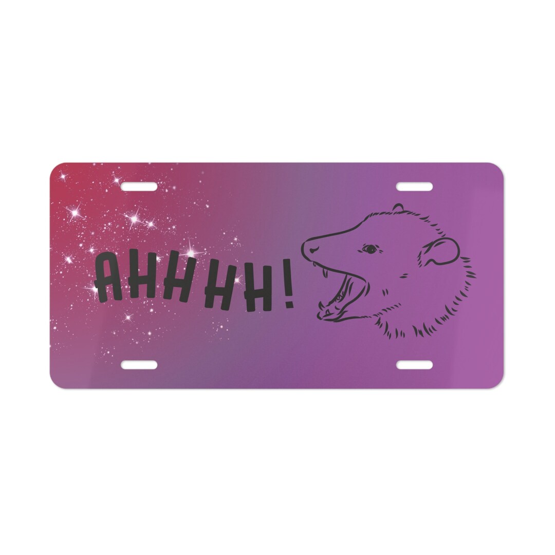 Funny Screaming Possum Front License Plate, Gen Z Meme, Car Gift Ideas ...