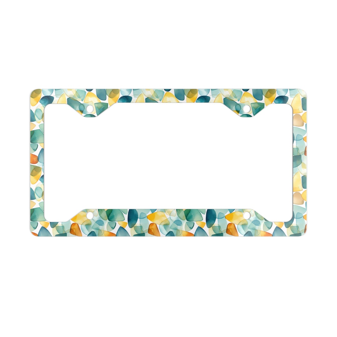 Sea Glass License Plate Frame, Ocean Themed Vanity Car Tag Holder ...