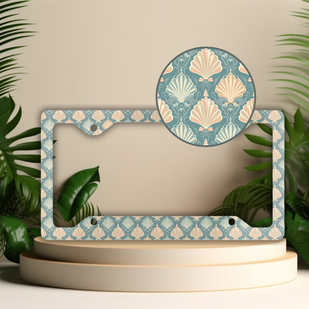 Seashell License Plate Frame, Beach Car Accessories for Women, Sea ...