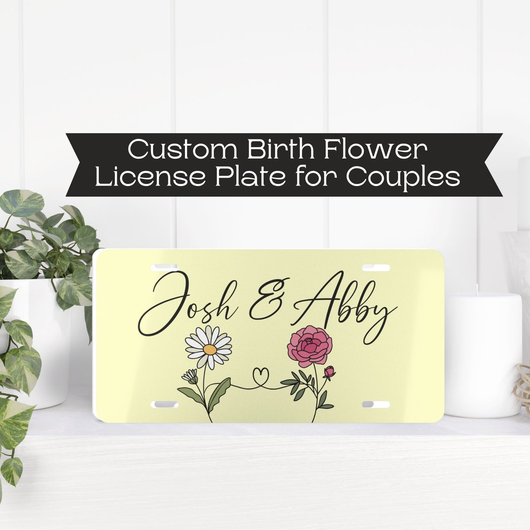 Custom Birth Flower License Plate, Personalized Name Vanity Car Tag ...