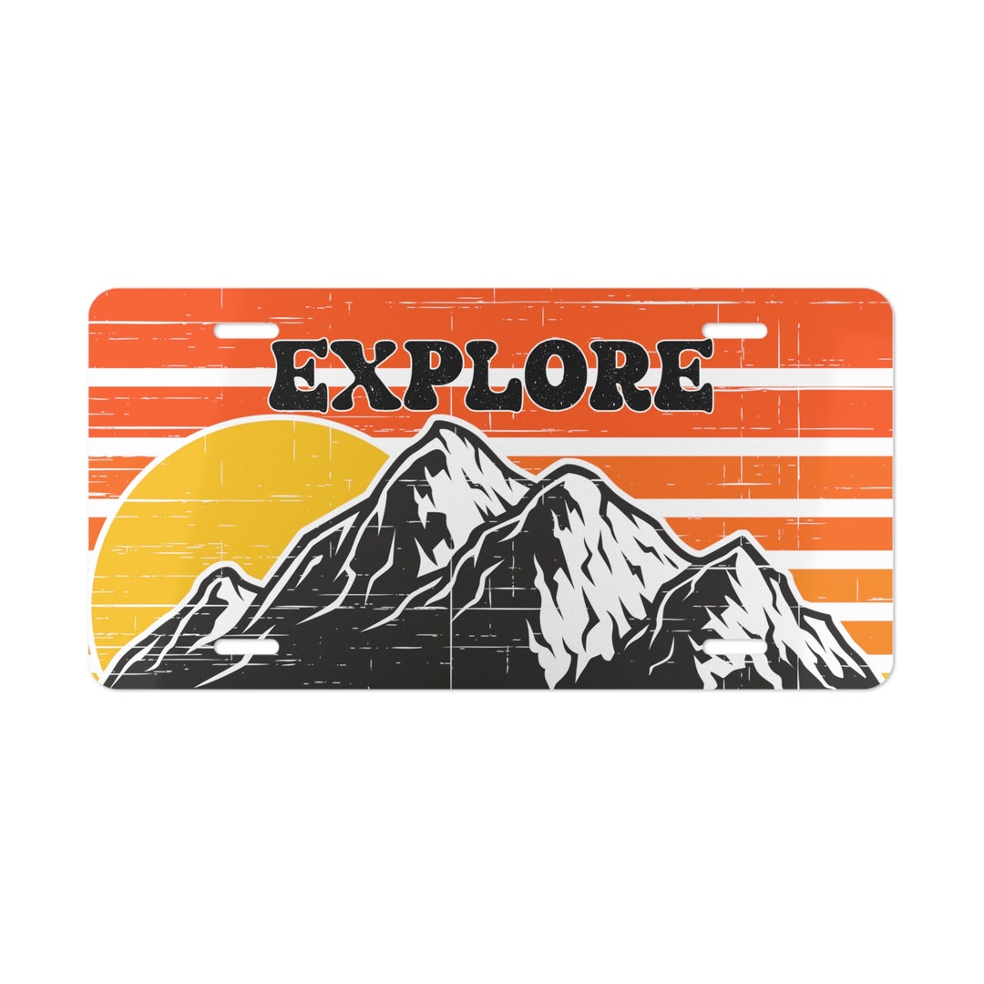Front License Plate, Retro Sunset Mountain License Plate, Explore More ...