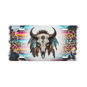 Native American Bull Skull Front License Plate, Southwest Country ...