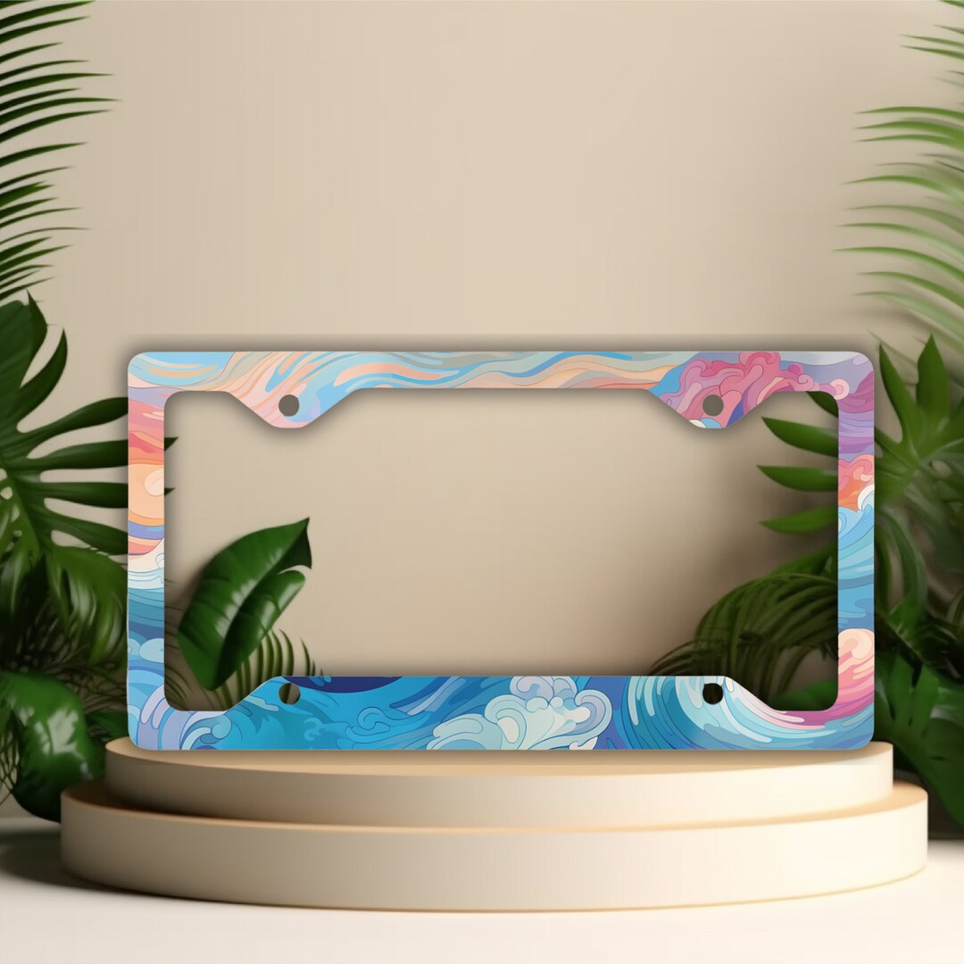 Ocean Wave License Plate Frame: Pastel Rainbow Car Decor - Etsy