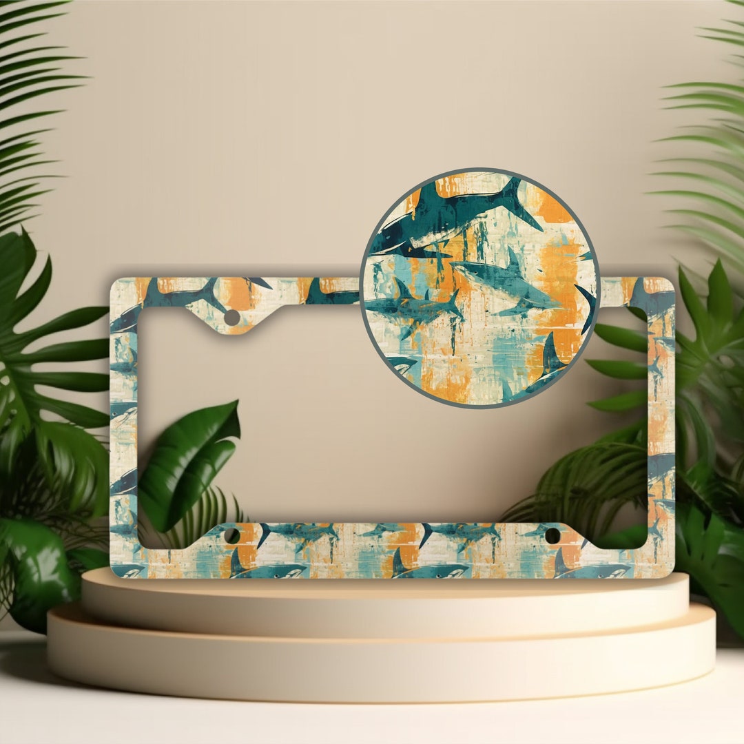 Shark License Plate Frame, Grunge Car Accessories, Ocean License Plate ...