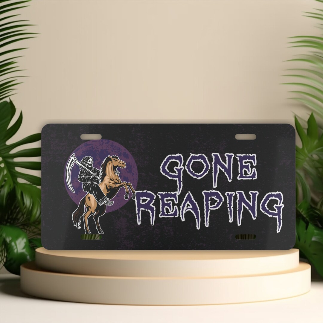 Grim Reaper License Plate Funny Horror Front License Plate Goth Vanity ...