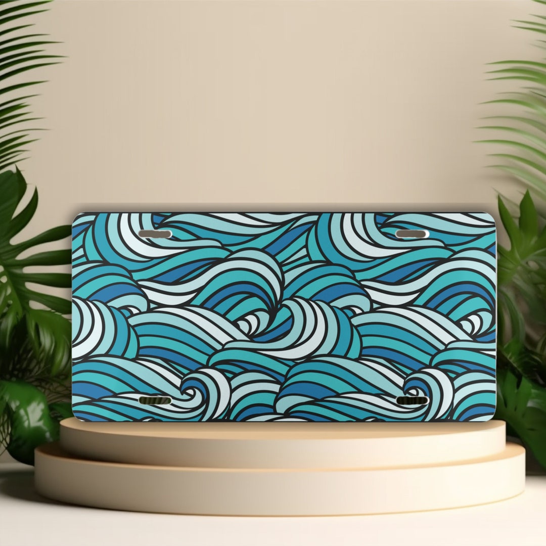 Black Wave Front License Plate, Ocean Themed Car Decor, Beachy Car ...