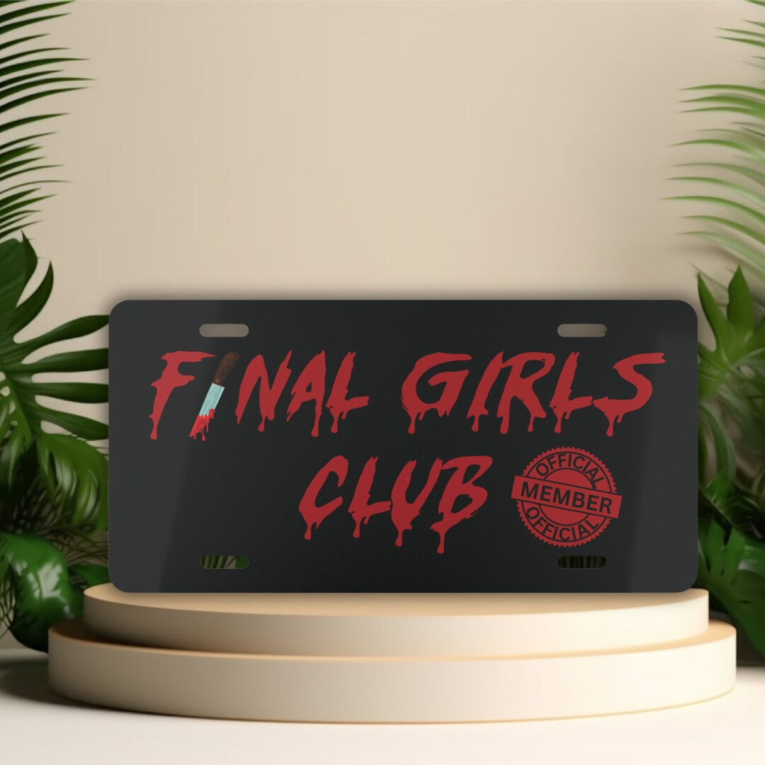 Front License Plate, Horror Car Decor, Final Girl Club, Black Vanity ...