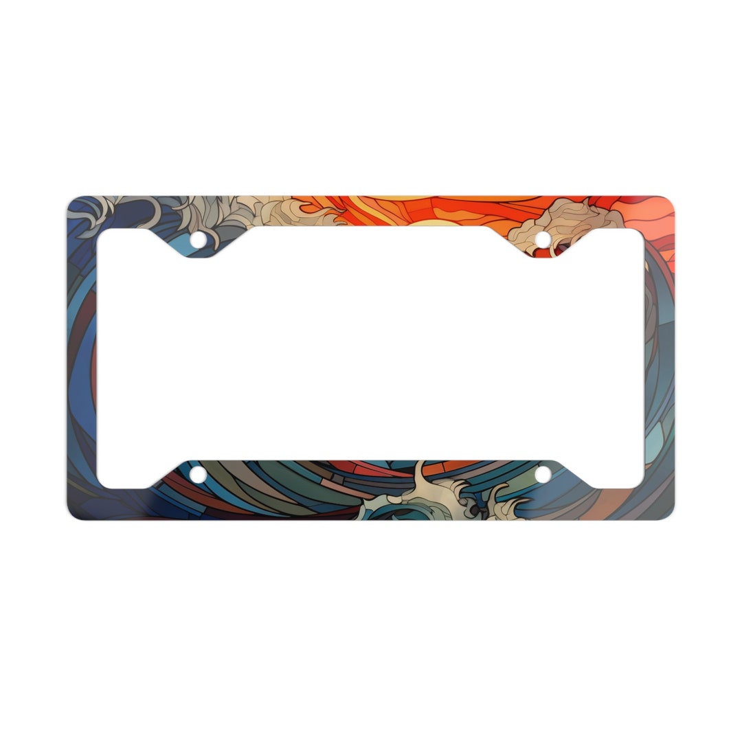 Stained Glass Ocean Wave License Plate Frame Water License Plate Cover ...