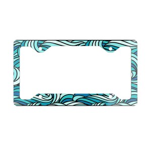 Black Wave License Plate Frame Ocean Vanity Car Tag Holder Beach Decor ...