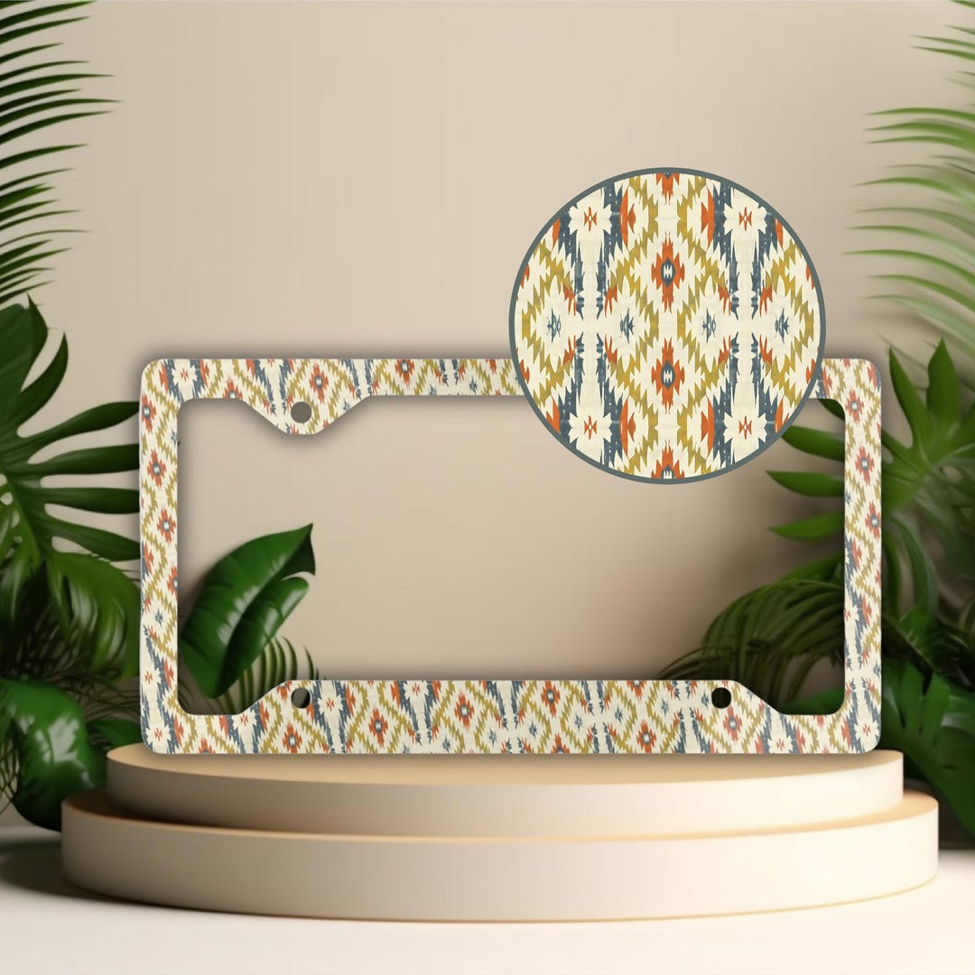 Boho Native American License Plate Frame, Vintage Style Western Car ...