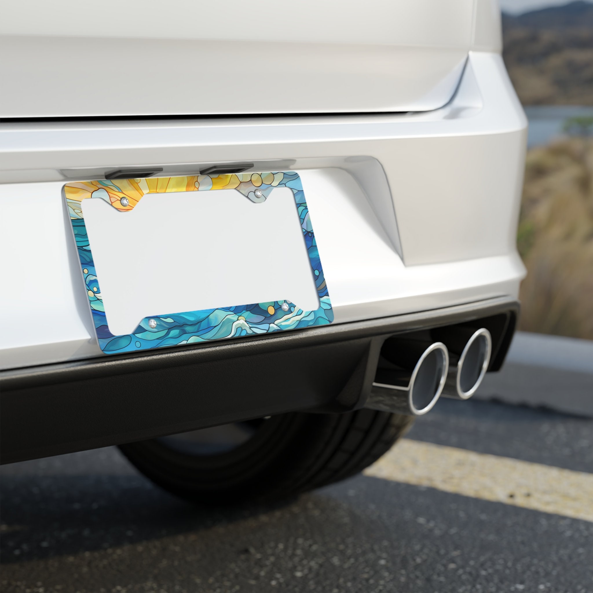 Stained Glass Ocean Wave License Plate Frame: Beach Car Decor, Beachy ...