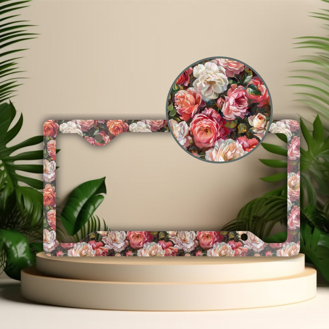 Roses License Plate Frame, Vintage Inspired Car Accessories for Women ...