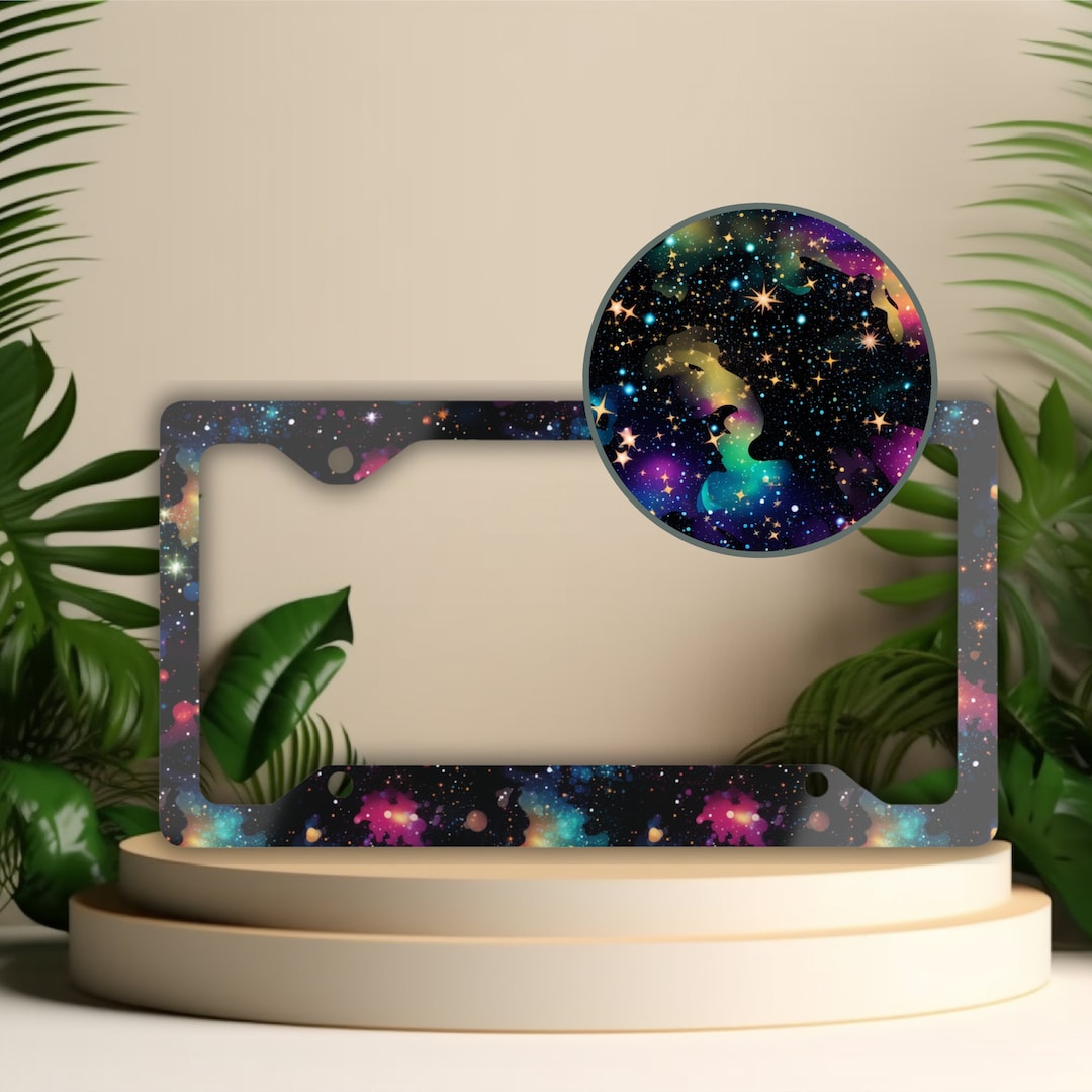 Galaxy License Plate Frame, Space Themed Vanity Car Tag Holder, Star ...