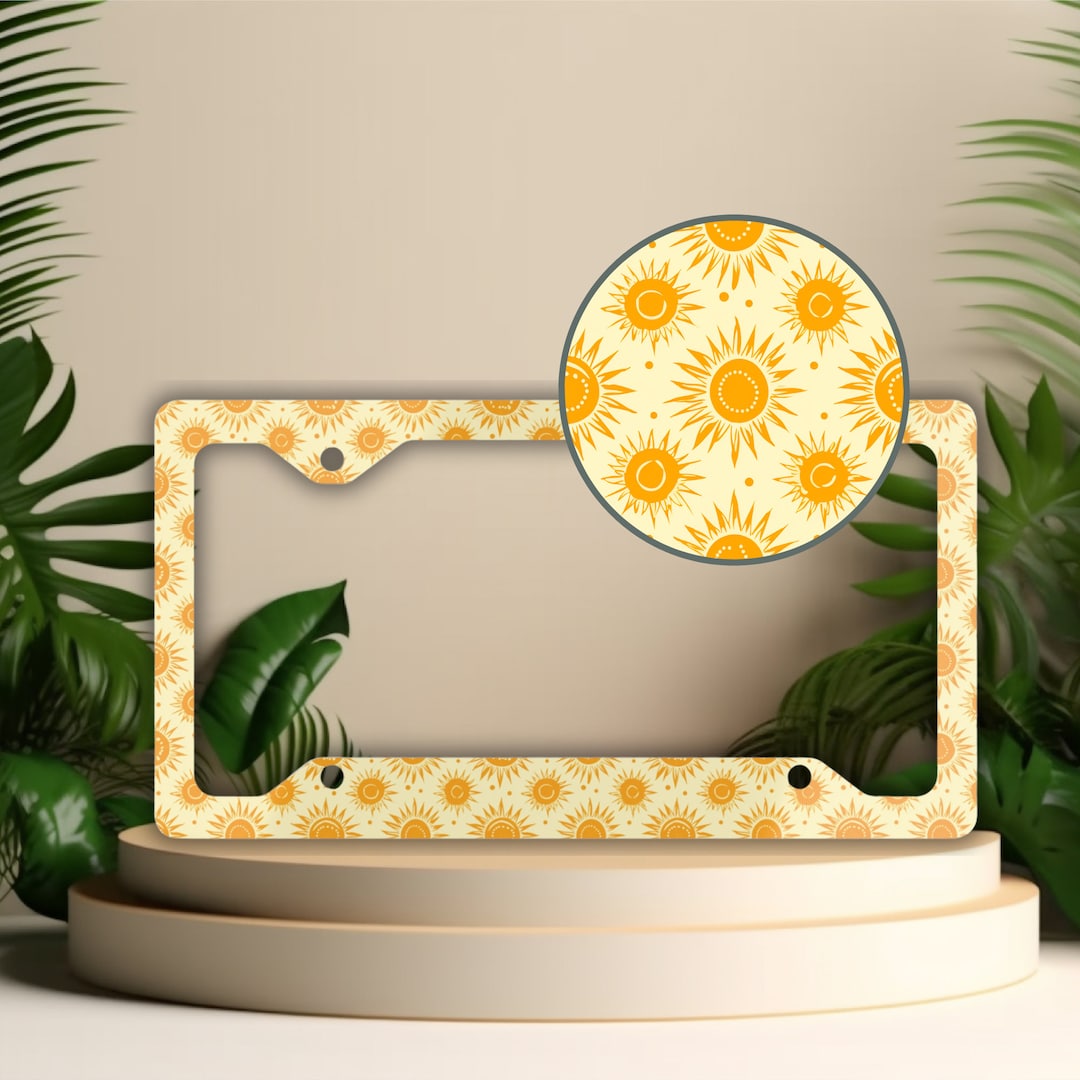Boho Sun License Plate Frame: Yellow Car Tag Cover - Etsy