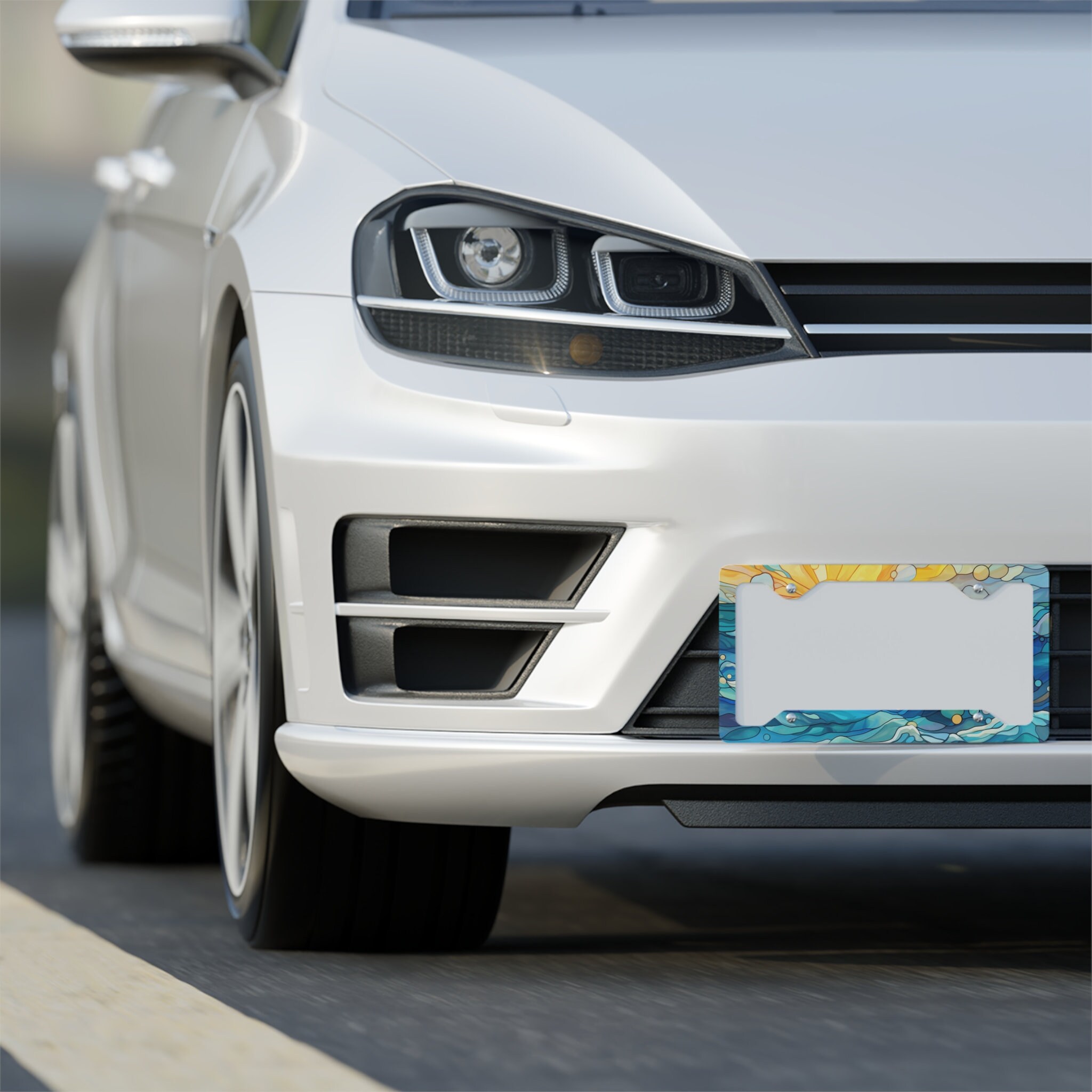 Stained Glass Ocean Wave License Plate Frame: Beach Car Decor, Beachy ...