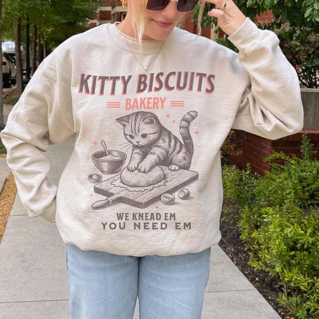 Kitty Biscuits Bakery Sweatshirt: Retro Cat Baking Sweater - Gift for ...