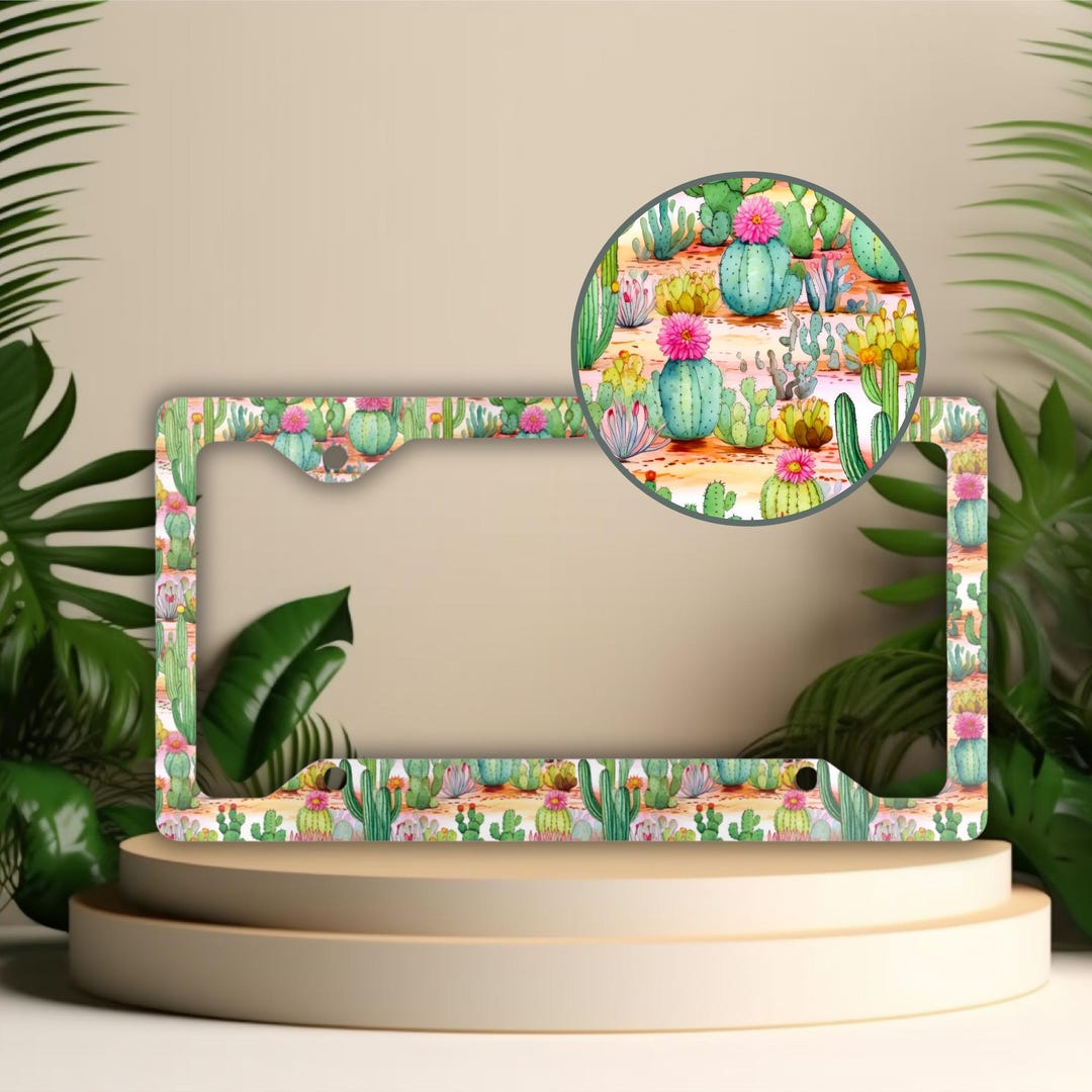Cactus License Plate Frame: Desert Flower Car Accessory - Etsy