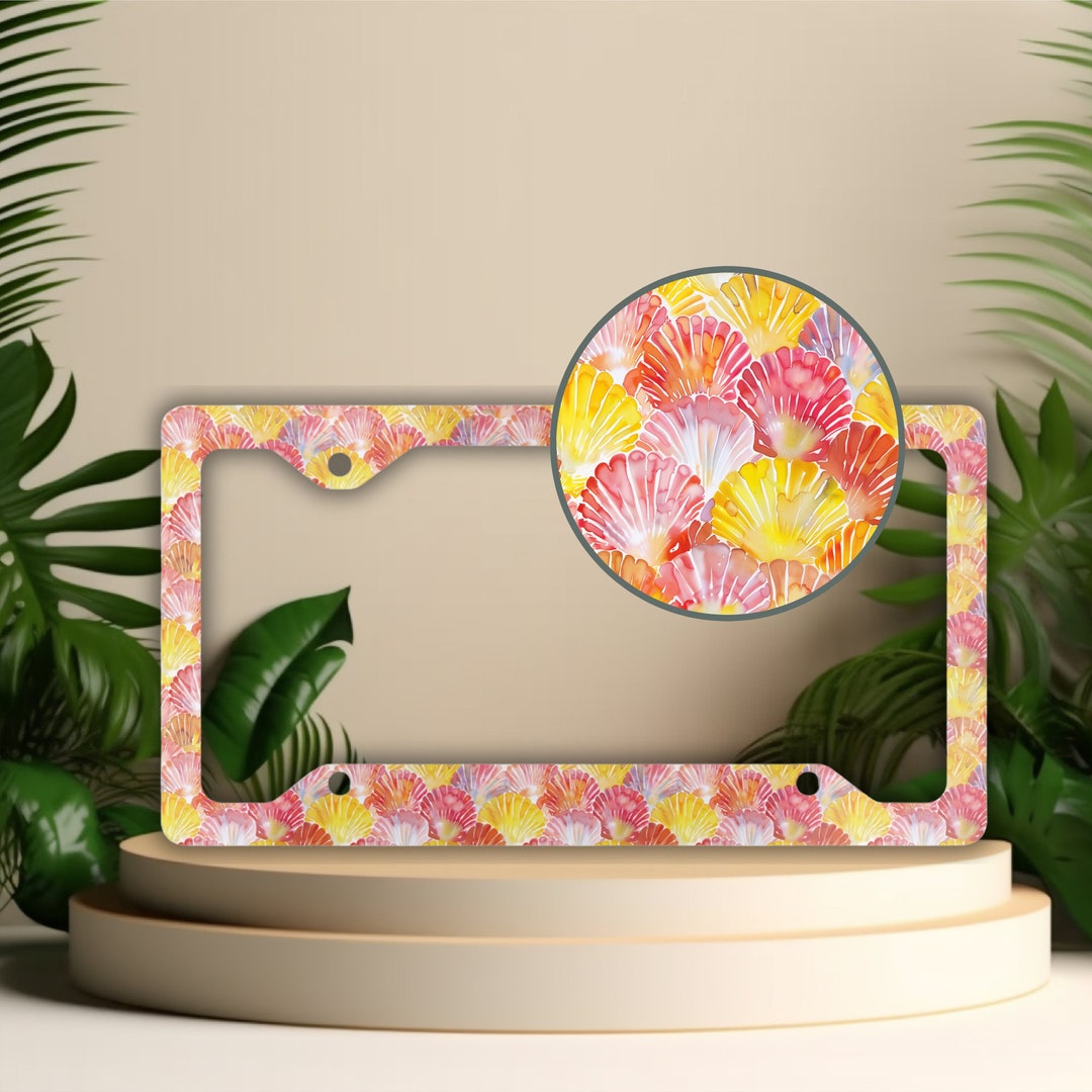 Preppy Seashell License Plate Frame: Beachy Car Decor - Etsy