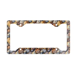 Shells License Plate Frame, Beachy Car Decor, Seashell Vanity Tag ...