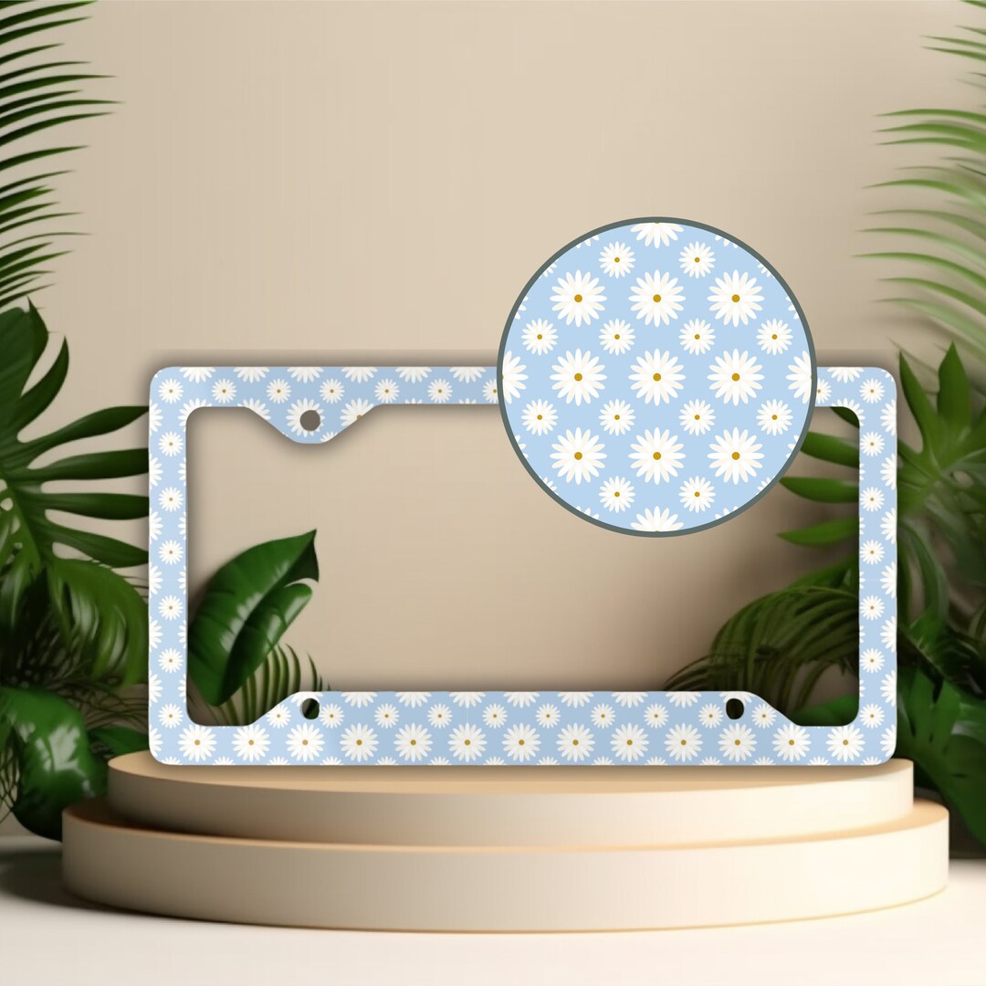 Daisy License Plate Frame, Floral Vanity Tag Holder, Girly Car Decor ...