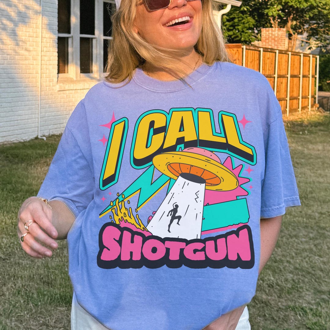 Y2K Funny UFO Shirt, I Call Shotgun Meme T-shirt, Alien Themed Apparel, Vintage Style Retro ...