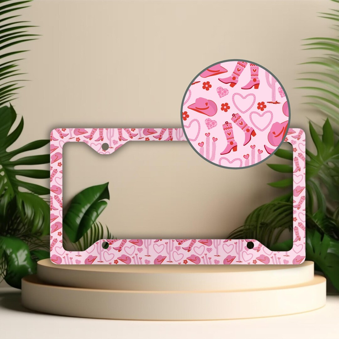 Coquette Cowgirl License Plate Frame: Pink Western Car Decor - Etsy
