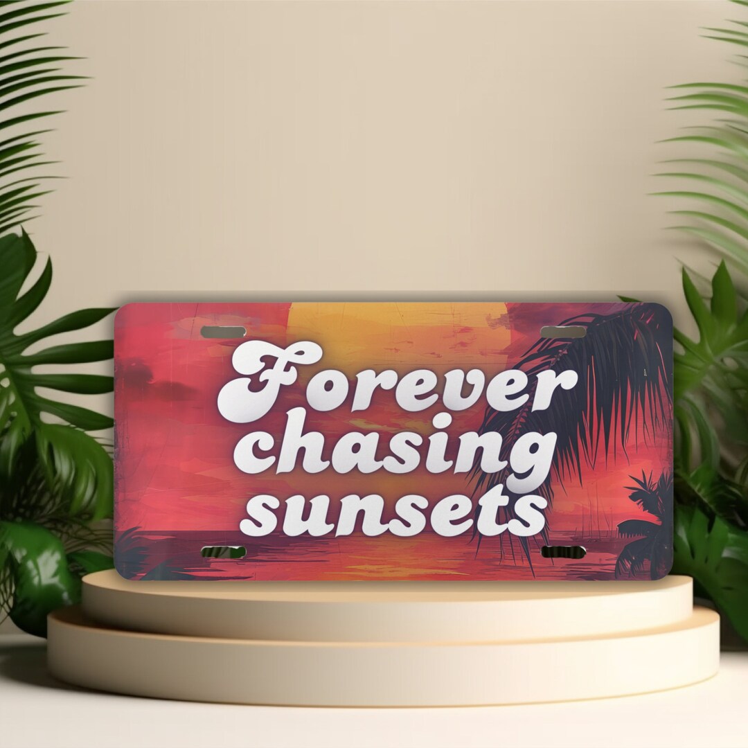 Sunset Front License Plate, Beachy Car Decor, Retro Beach Car ...