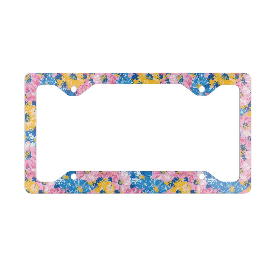 Preppy Floral License Plate Frame, Cute Car Accessories, Flower Car ...