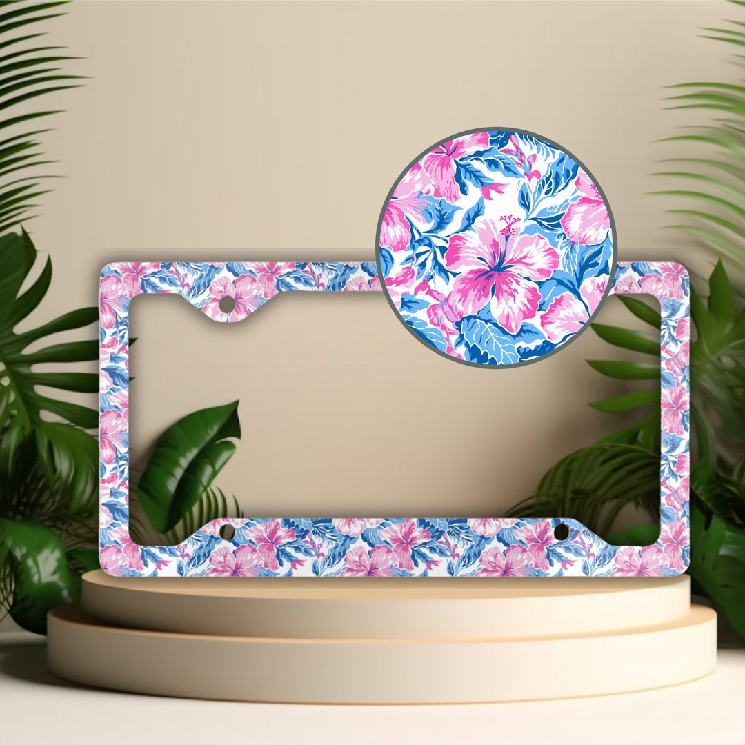 Hibiscus License Plate Frame, Preppy Car Accessories for Teens, Floral ...