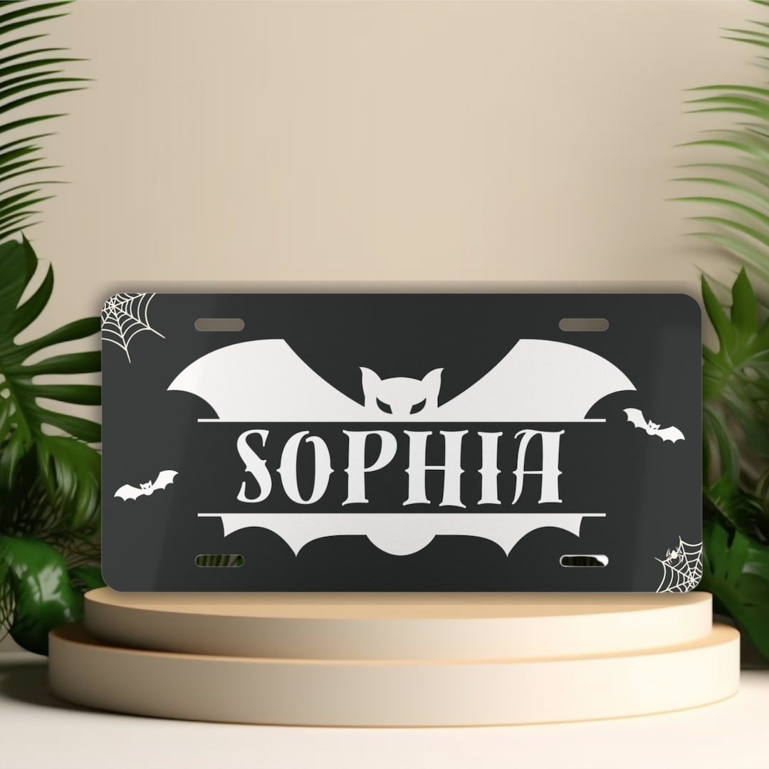 Bat License Plate, Custom Goth Front License Plate With Name, Bats Car ...