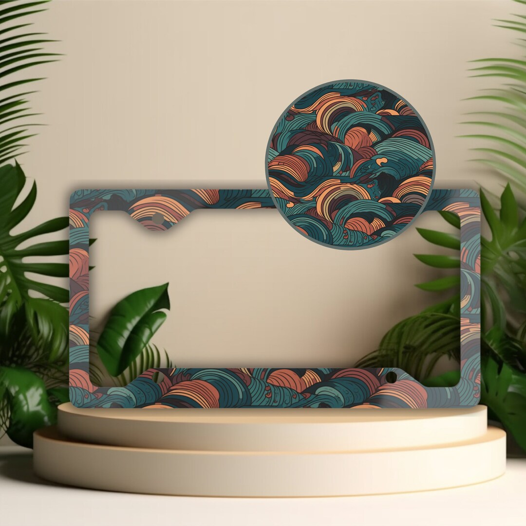 Retro Ocean Wave License Plate Frame: Beachy Car Decor - Etsy