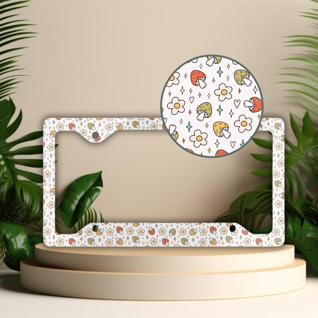 Mushroom License Plate Frame, Cute Y2K Car Accessories, Retro 90s Car ...