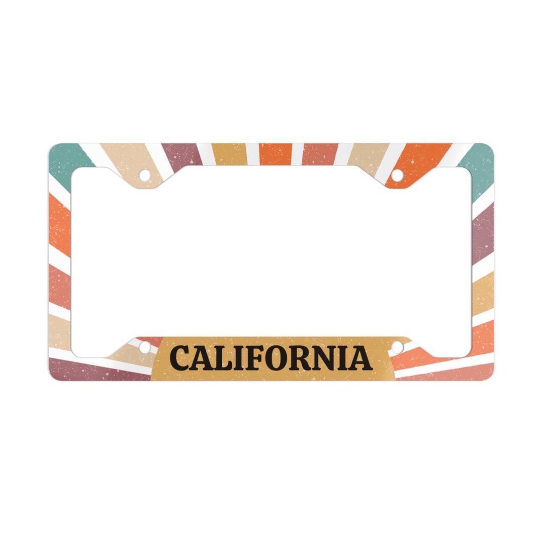 California License Plate Frame, Retro Sunset Vanity Car Tag Holder ...