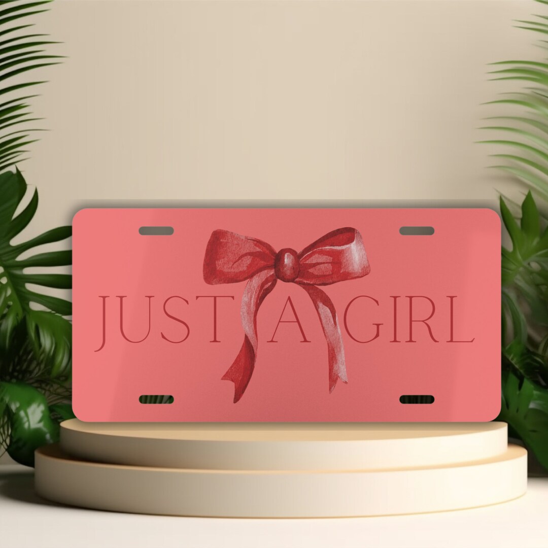 Coquette Car Accessories, Just a Girl License Plate, Red Bow Car Decor ...