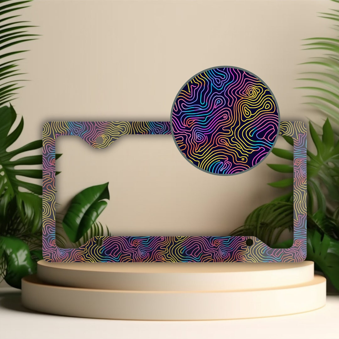 Rainbow Topographic License Plate Frame, Colorful Car Accessories for ...