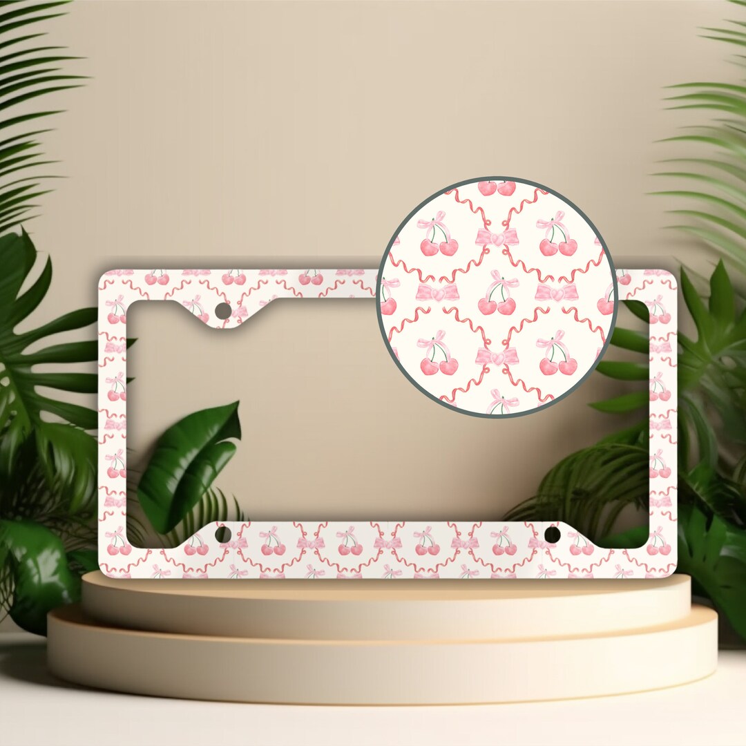 Coquette Cherries and Bows License Plate Frame, Cute Car Accessories ...