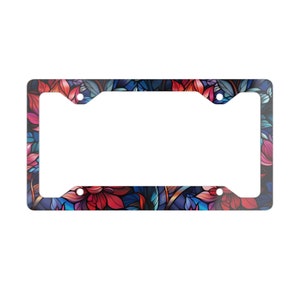 Stained Glass Floral License Plate Frame: Aluminum Car Decor - Etsy
