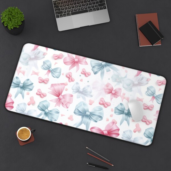 Pink Bow Desk Mat - Etsy
