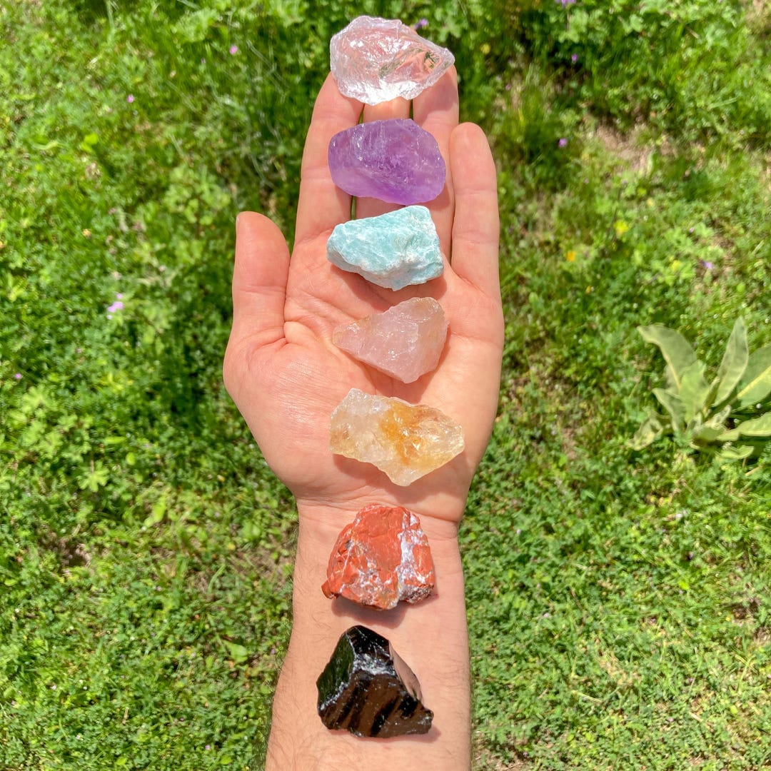 Raw 7 Chakra Stones / Rough Seven Chakra Crystals Set / Chakra ...