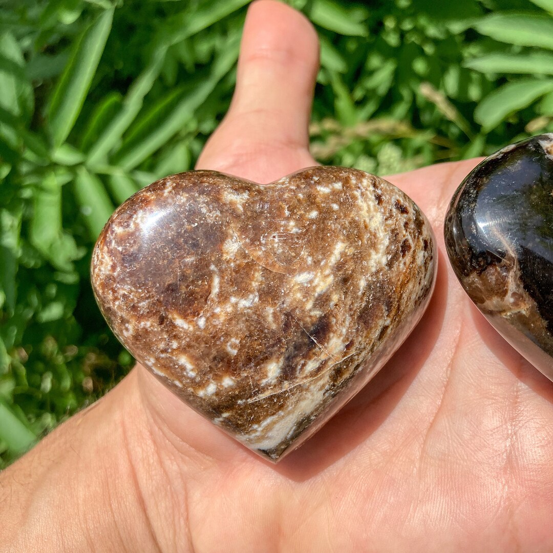 Black Opal Heart / Natural Coffee Crystal / Brown Chocolate Stone ...