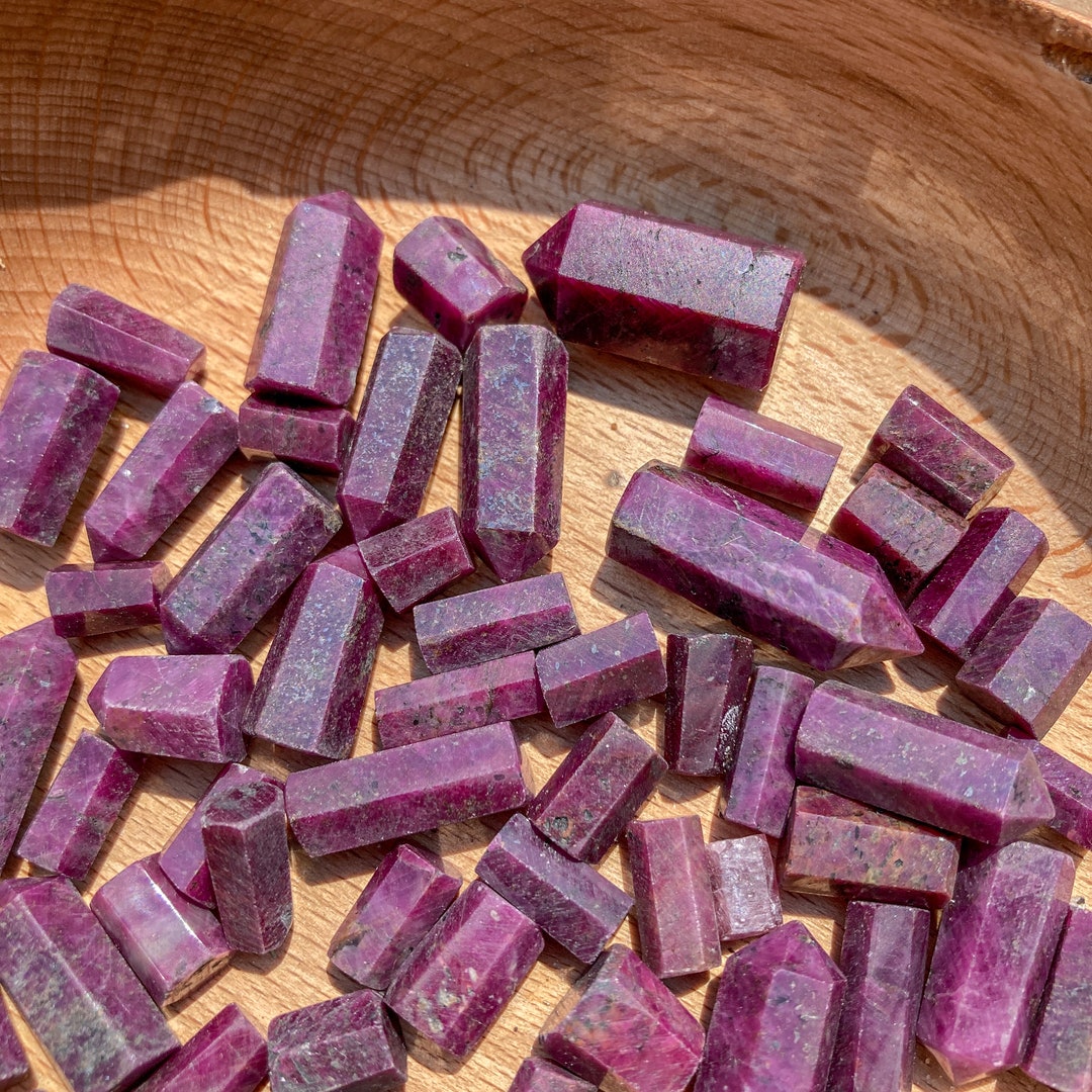 Small Red Ruby Point & Pencils / Natural Corundum Crystal / - Etsy
