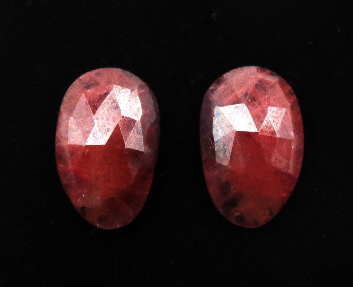Ruby ruby Faceted Cabochon Cabochon Facetté Pair - Etsy