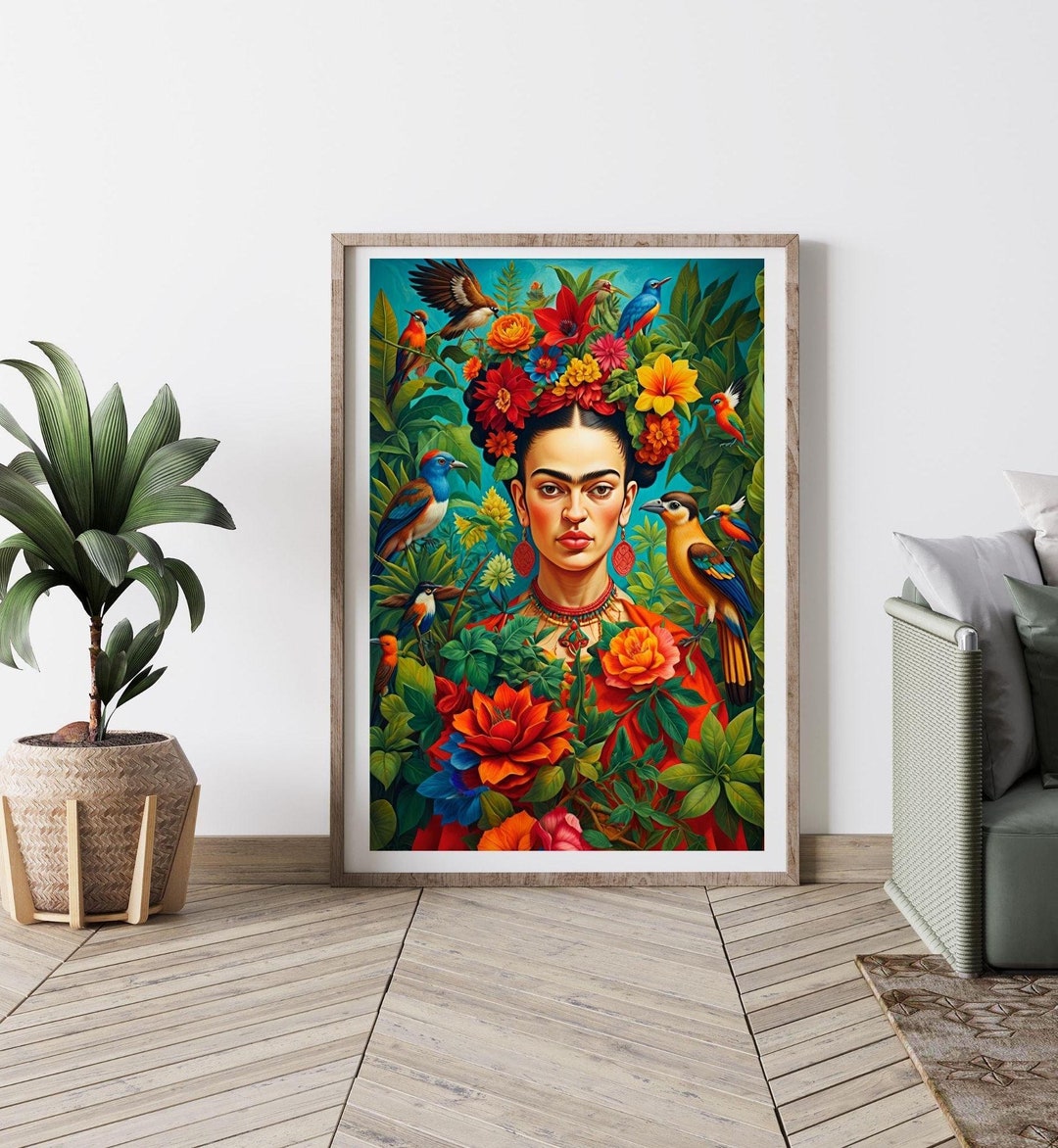 Colorful Frida Kahlo Floral Art Print – Vibrant Wall Decor for Living ...