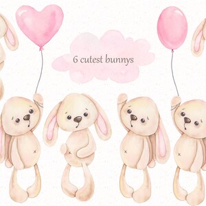 Baby Girl Bunny Watercolor Clip Art, Rabbit, Nursery Decor, Kids ...