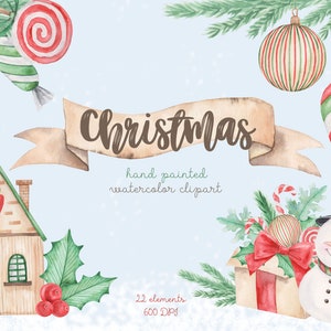 Watercolor Christmas Clip Art, Snowman, Scandinavian House, Clipart - Etsy