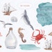Watercolor Nautical Clipart, Beautiful Sea Creatures, Lighthouse, Whale ...