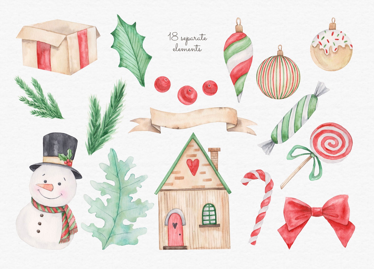 Watercolor Christmas Clip Art, Snowman, Scandinavian House, Clipart - Etsy
