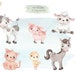 Cute Farm Watercolor Clipart, Cow, Horse, Cat, Sheep, Pig, Chicken ...