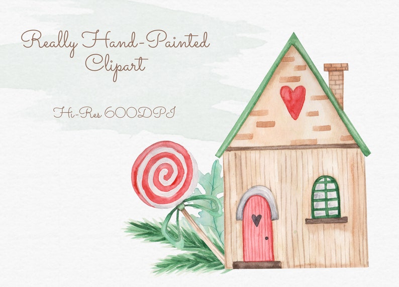Watercolor Christmas Clip Art, Snowman, Scandinavian House, Clipart - Etsy